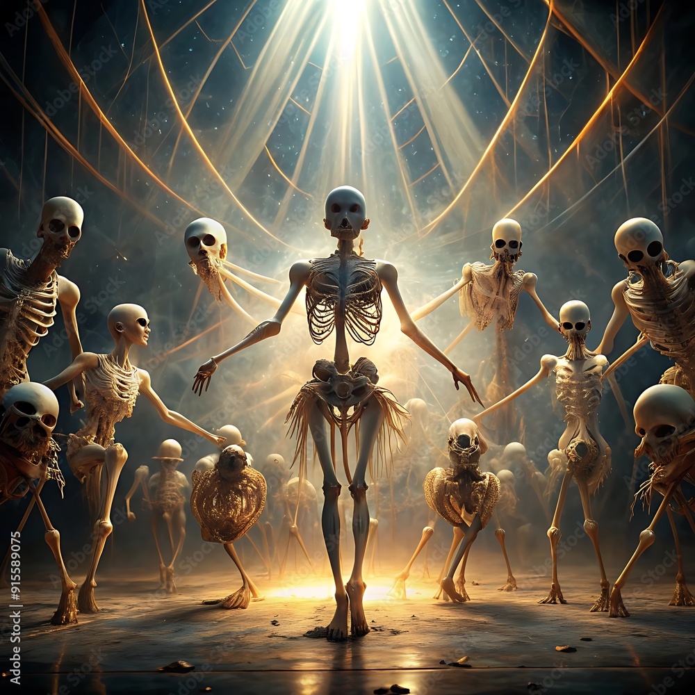 Crowd of scary zombies attacks armed soldier. Inside abandoned bunker ...