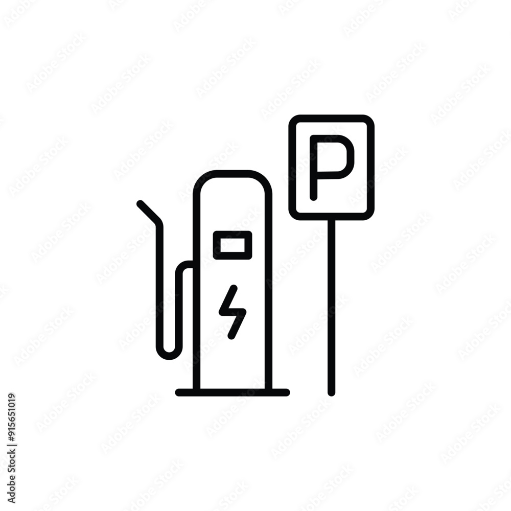 Charging point icon. Simple outline style. Electric vehicles charging ...