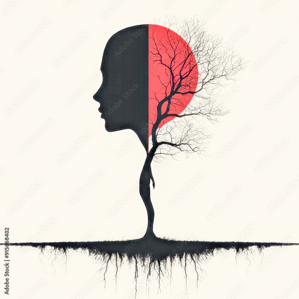 Revealing the Human Soul and Psyche A surreal depiction with fractured ...