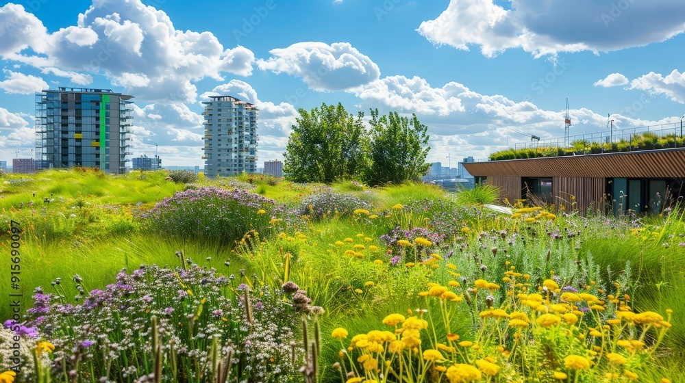 Describe the benefits of grass-based green roofs. How do grasses ...