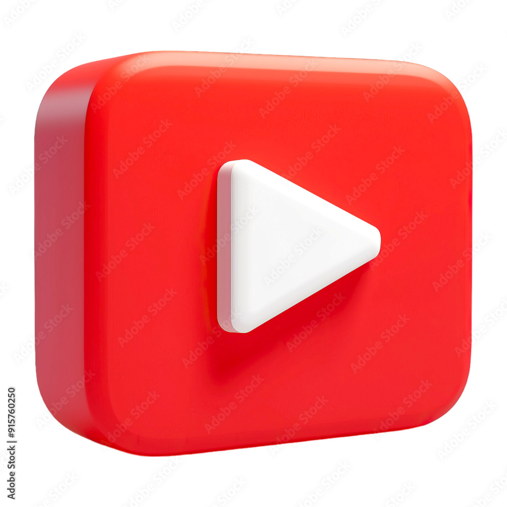 3d youtube logo social media icon yt red play button square isolated on ...