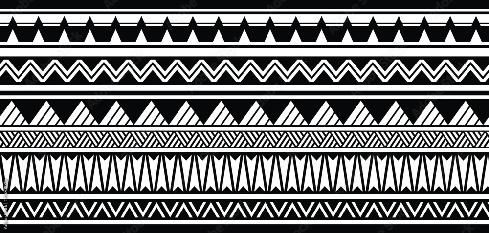 Polynesian pattern tribal tattoo border. Tribal tattoo geometric fore ...
