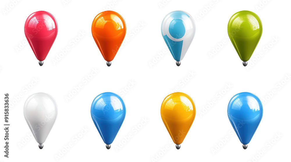 Set of pin location icons, map address location markers, pointer symbol ...