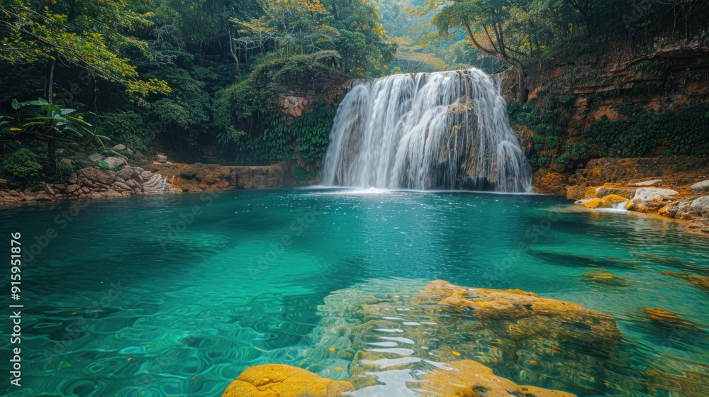 Showcase the quiet majesty of natural wonders, where cascading ...