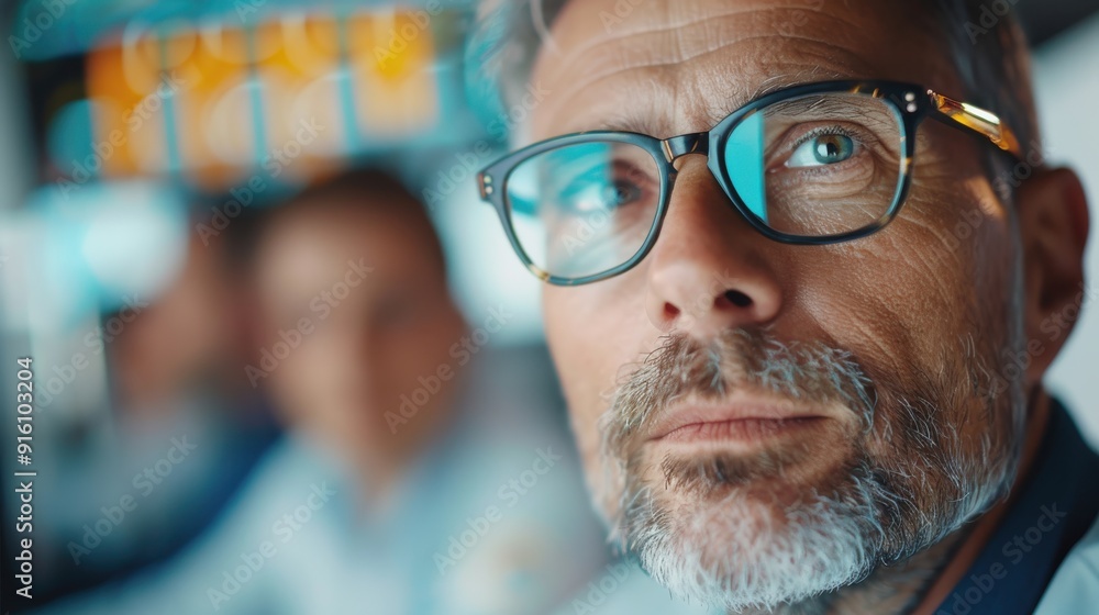 A professional at work in a busy control room environment, engaging ...