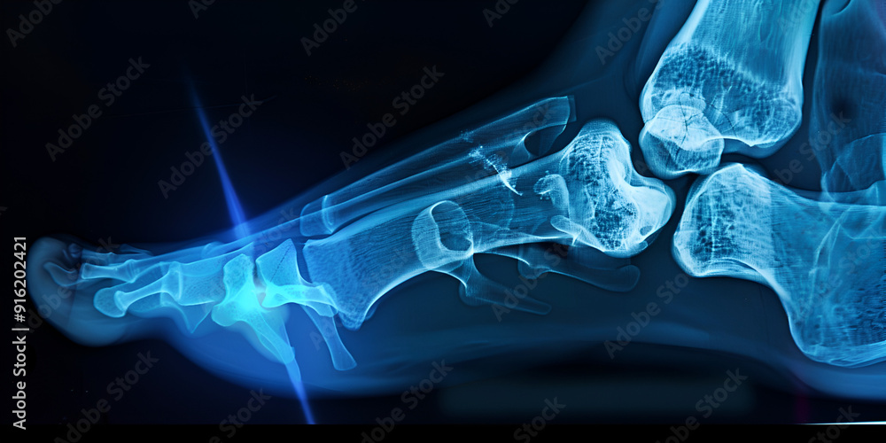 Foot X-Ray: High-Resolution Image of Human Foot Bones with Blue Light ...