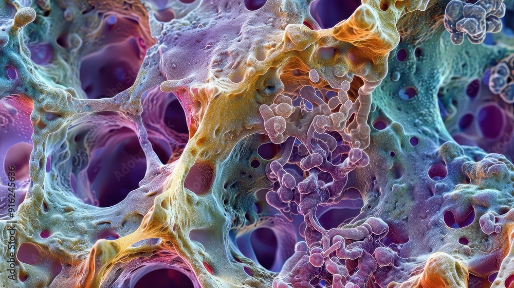 Detailed Microscopic Cross-Section of Bone Tissue Showing Osteocytes ...