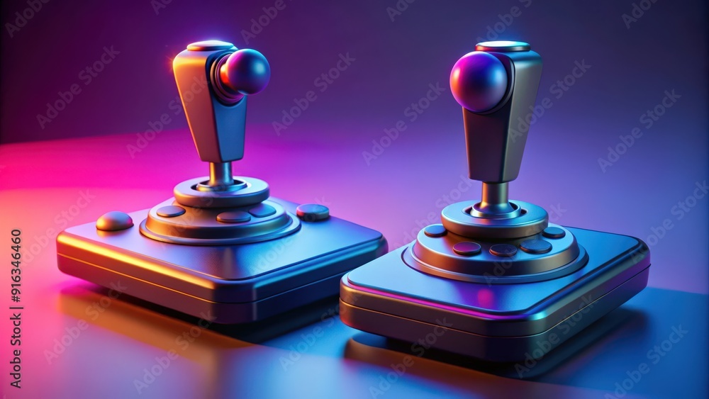 Levitating two controller joysticks with a modern and futuristic ...