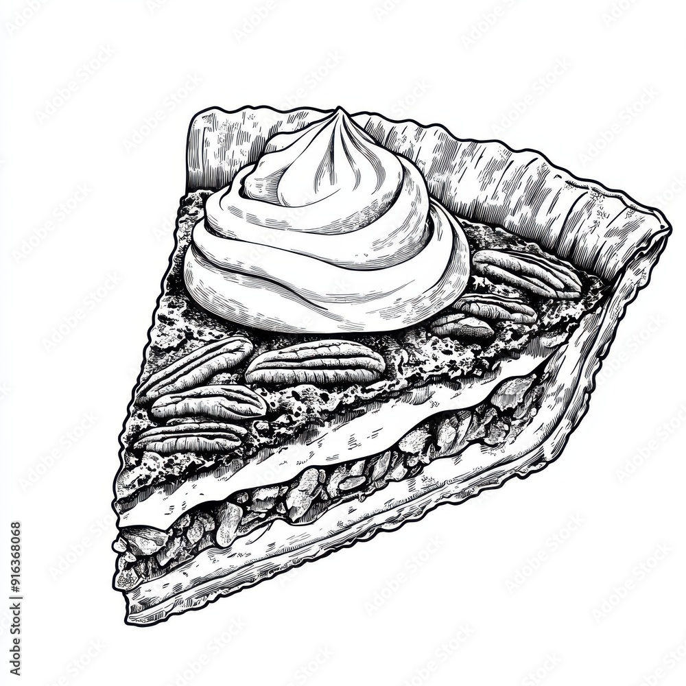 Ilustración de Stock Black and white Vintage engraved art of a slice of ...