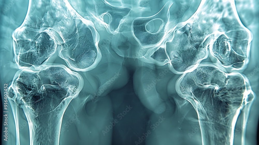 Anterior X-ray of a leg with clear signs of potential bone tumors ...