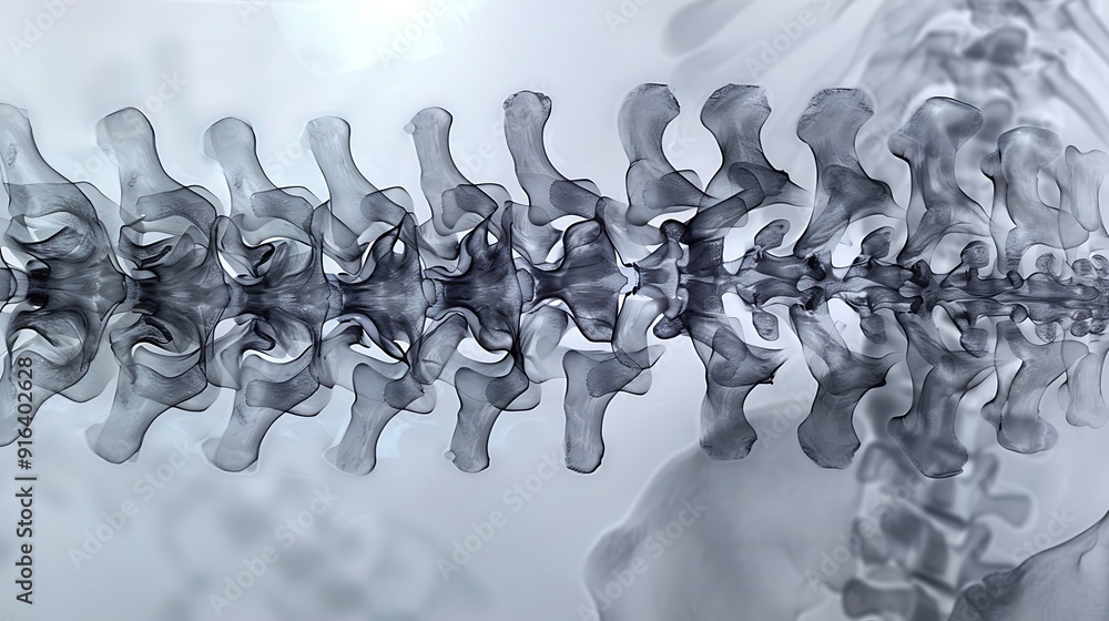 Anterior X-ray of a spinal fusion with visible surgical hardware and ...