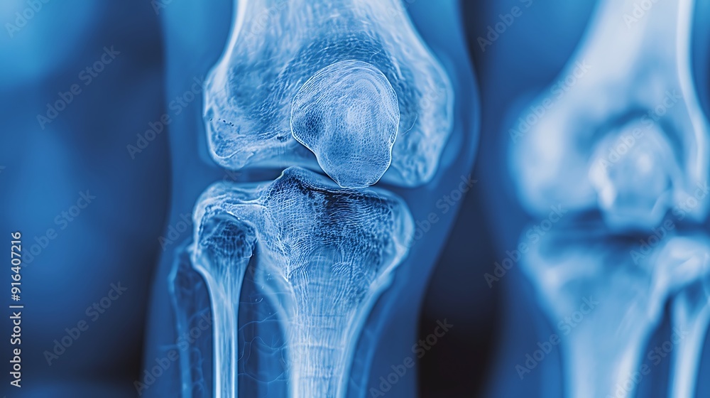 Illustration Stock Detailed X-ray of the knee showing ligament damage ...