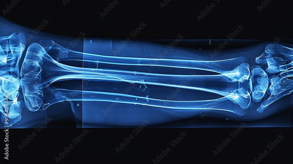 High-resolution X-ray of a leg in a lateral position, showing potential ...