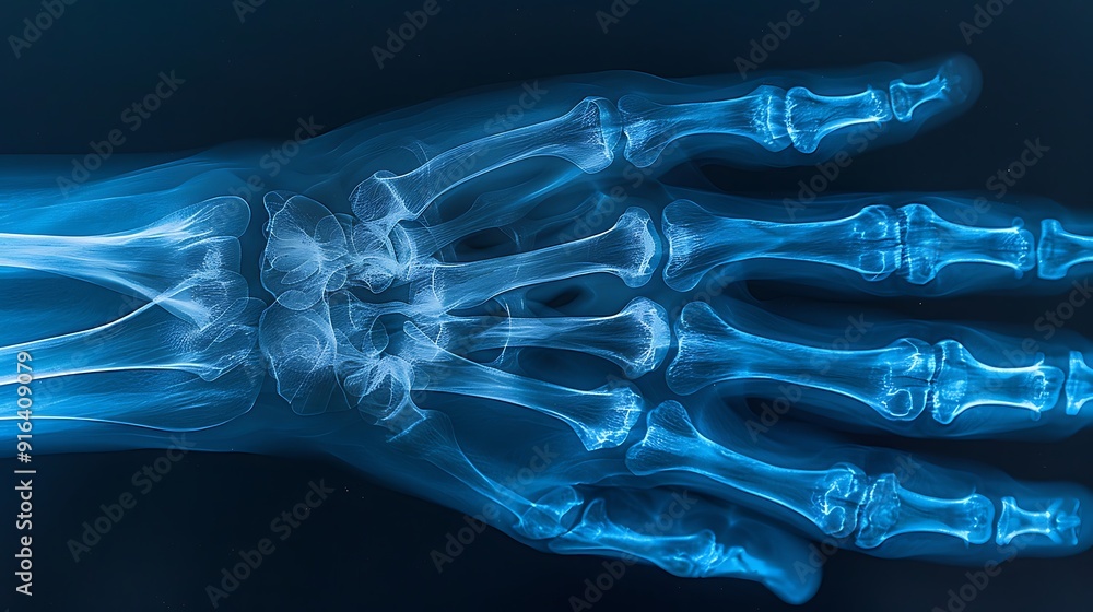 Pediatric hand X-ray showing joint inflammation and deformation due to ...