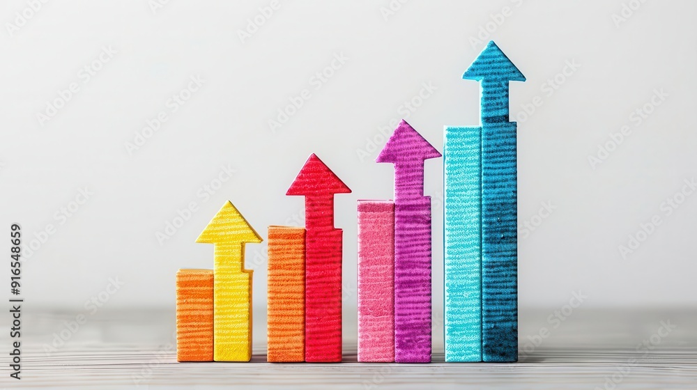 Prosperity bar graph in flat design, front view, statistical theme ...