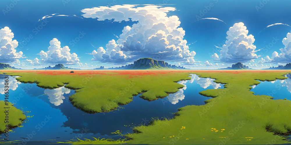 HDRI Anime and Cartoon Equirectangular Landscape Panorama Z20 Stock ...