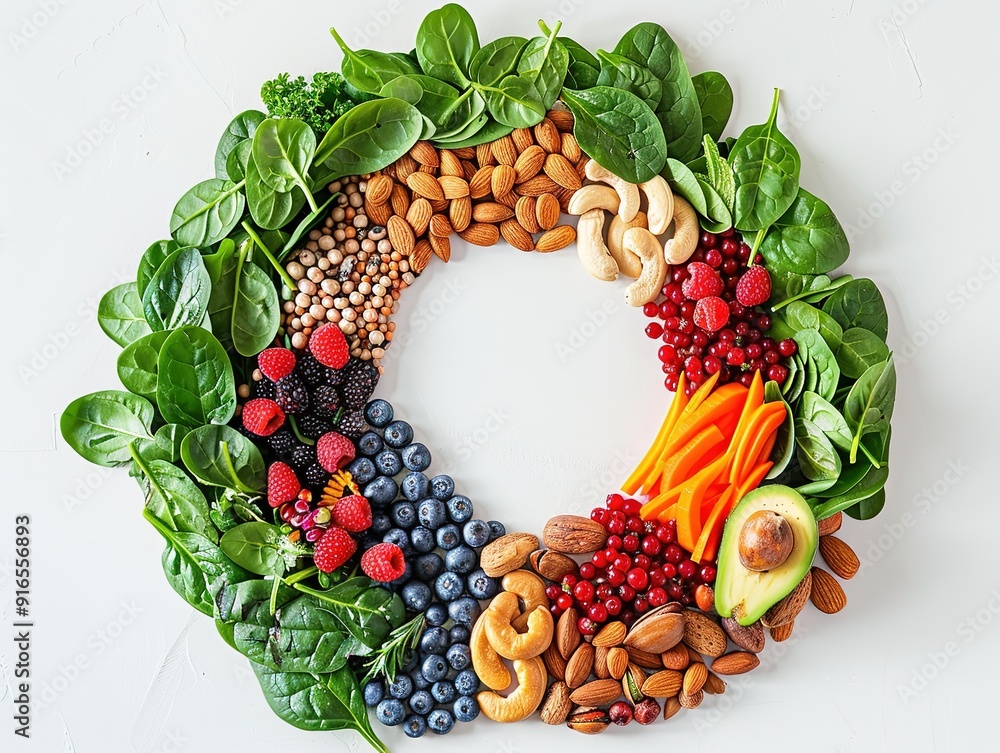 Colorful Assortment of Plant-Based Foods Forming a Gallbladder Shape ...