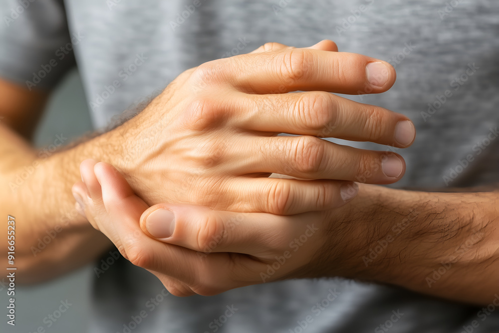 Hand joints of a man. Concept of rheumatic arthritis, rheumatism, gout ...