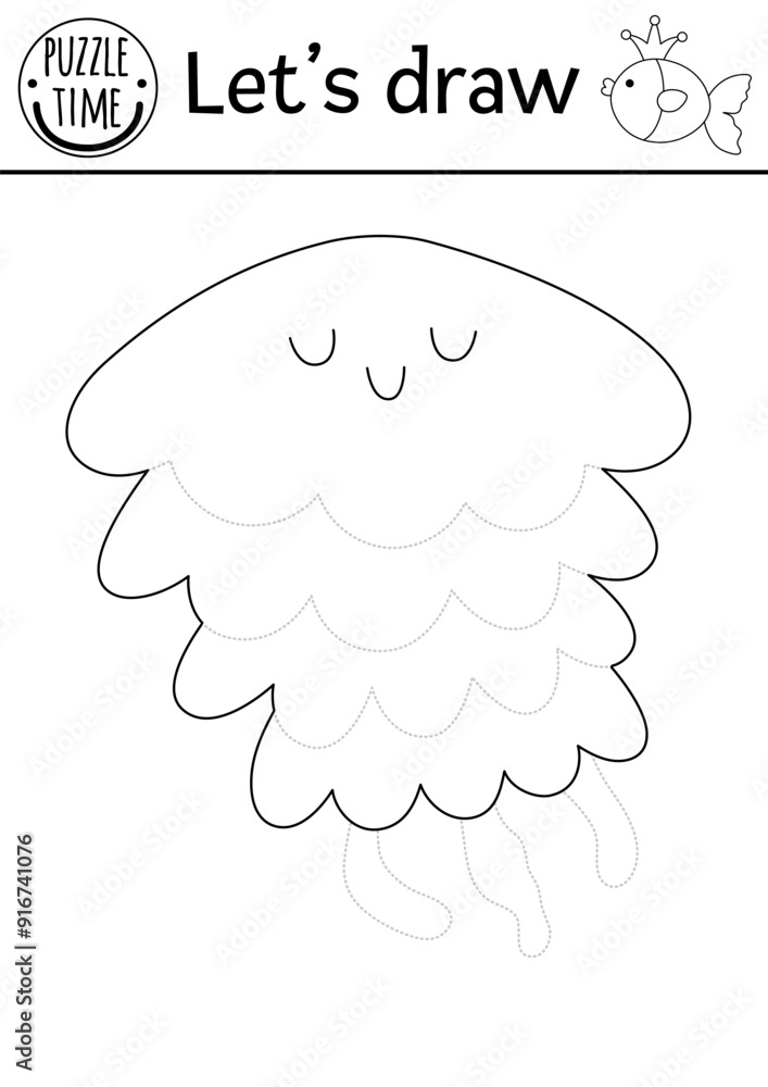 Стоковое векторное изображение «Trace the jellyfish. Vector mermaid or ...