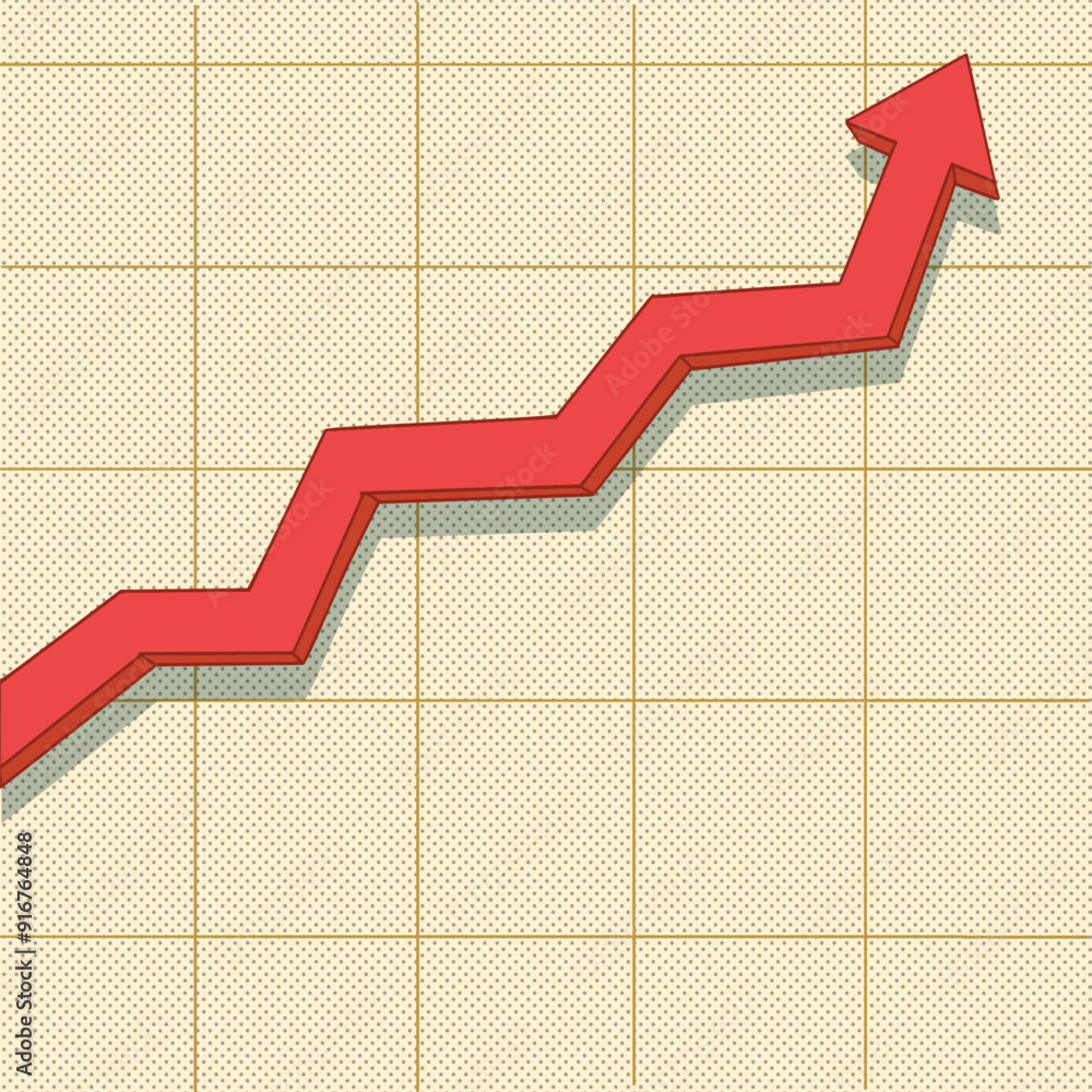 The graph with an arrow is growing upward. Improving financial ...