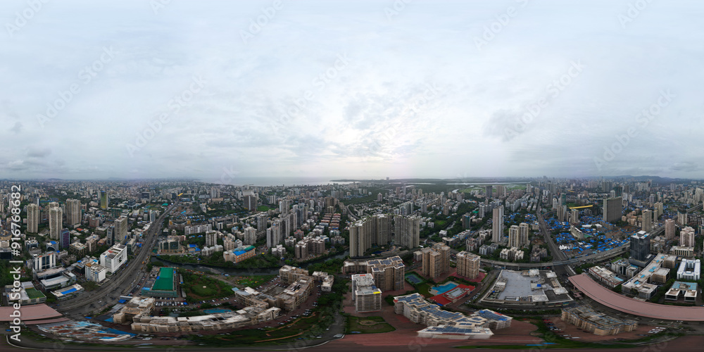 Mumbai Skyline v7 8K 360 degree, equirectangular projection ...