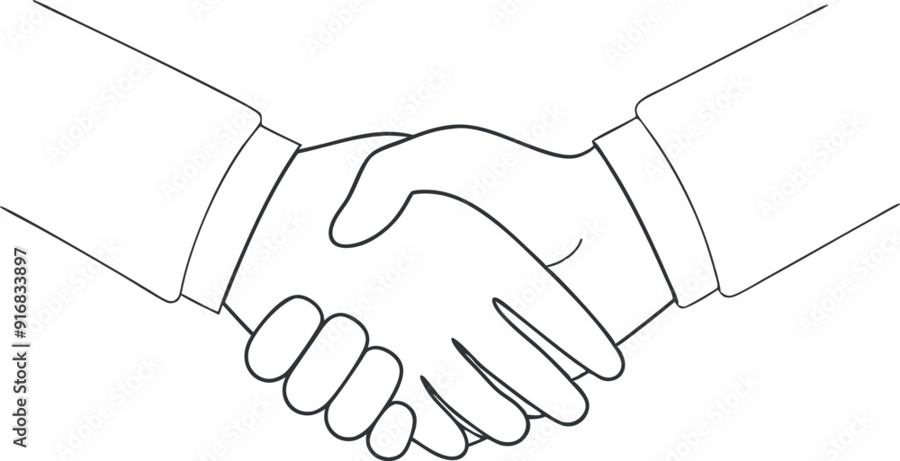 continuous single line drawing of businessmen shaking hands, business ...