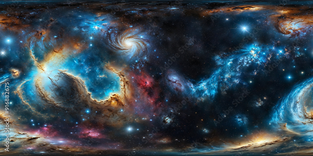 HDRI Space Galaxy Equirectangular Panorama 2 Stock Illustration | Adobe ...
