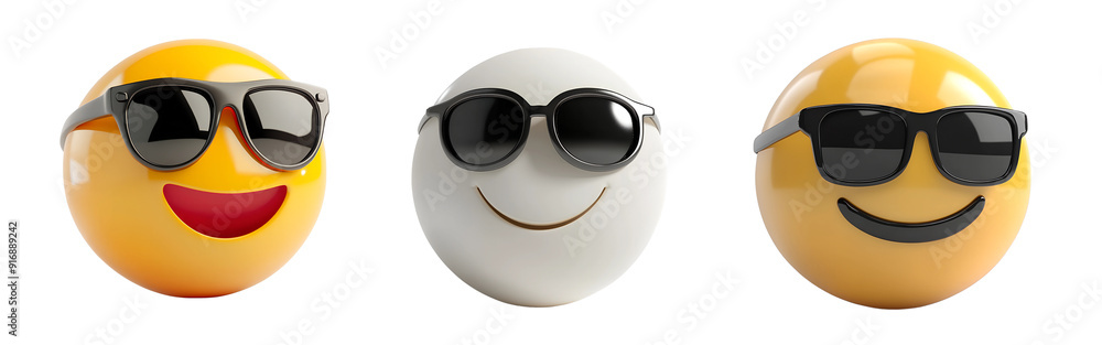 Smiling face with sunglasses three-dimensional emoji,3d cheerful ...