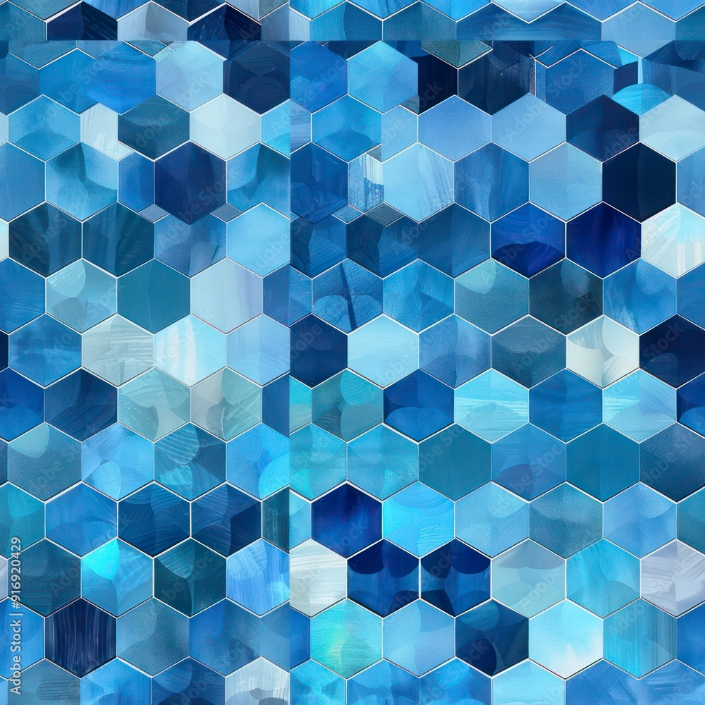 blue hexagonal tile pattern background in light and dark tones Stock ...