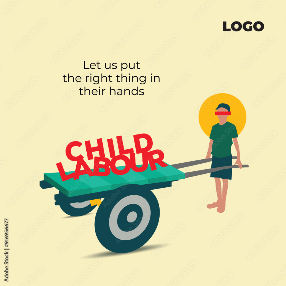 World Day Against Child Labour, Stop Child Labor creative concept, a ...