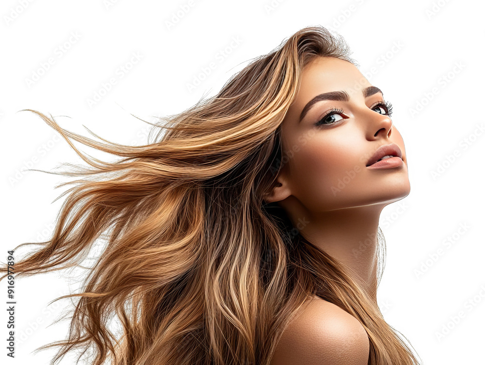 Stunning portrait of a woman with flowing hair and perfect makeup ...