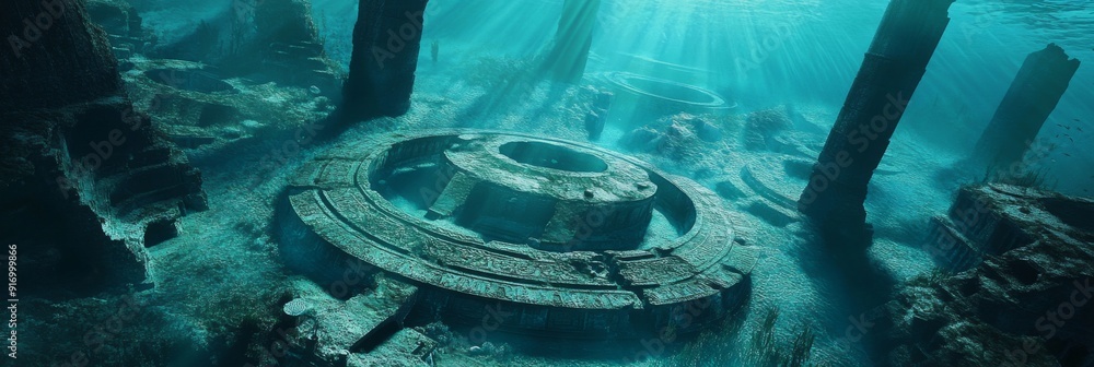 Ilustración de Stock Mythical Atlantis Reimagined: The Fabled Sunken ...