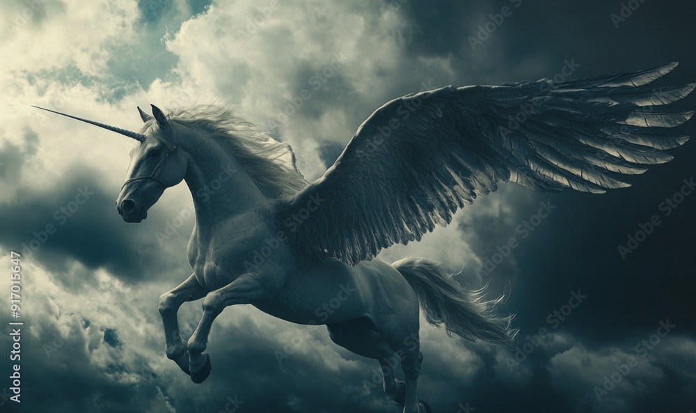 Pegasus Ascendant: The Elegance of a Winged Steed Soaring Through a ...