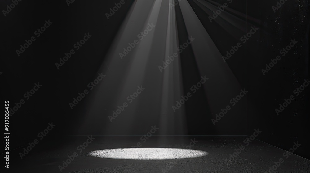 spot light from the top on a minimal black background with embade ...