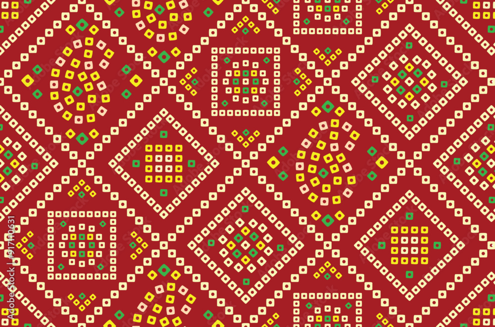 Multicolour bandhani motif seamless illustration, illustrations and ...
