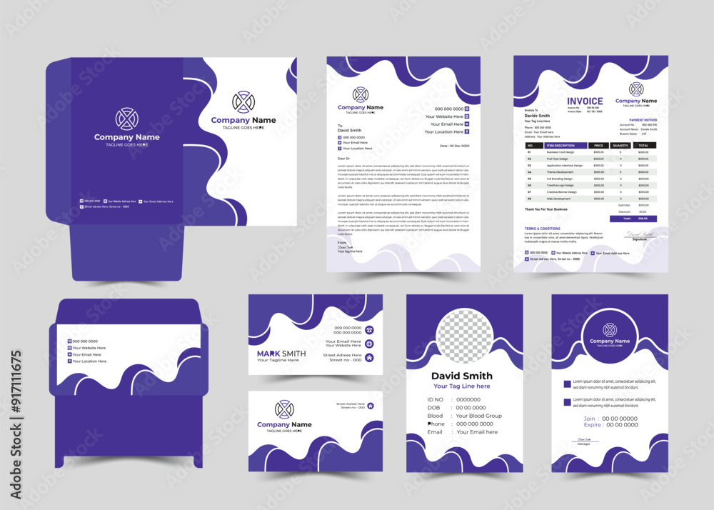 Office Stationery Template Set of Business Card, Id Card, Letterhead ...