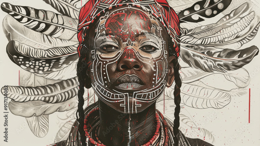 An African warrior woman in her traditional outfit with warrior ...
