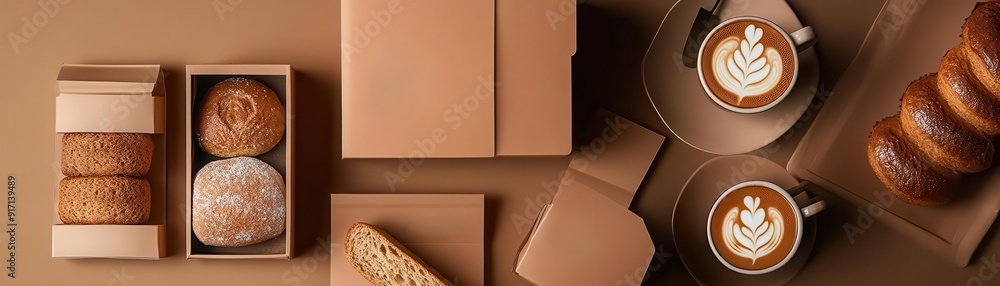 combo pack packaging for bakery items and coffee, artisanal design ...