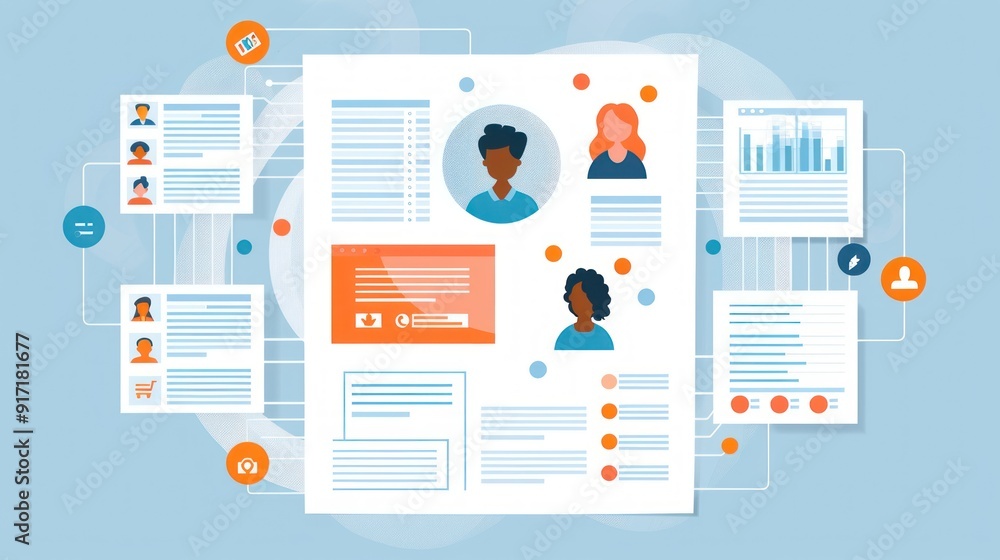 Human resources management concept with HR documents and charts. Stock ...