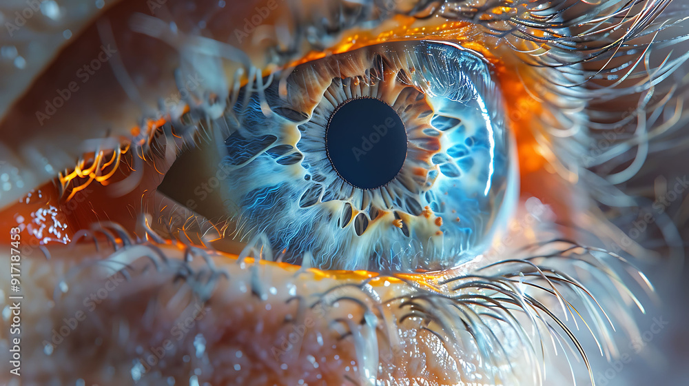 Artistic representation of human eye's anatomy emphasizing the ...