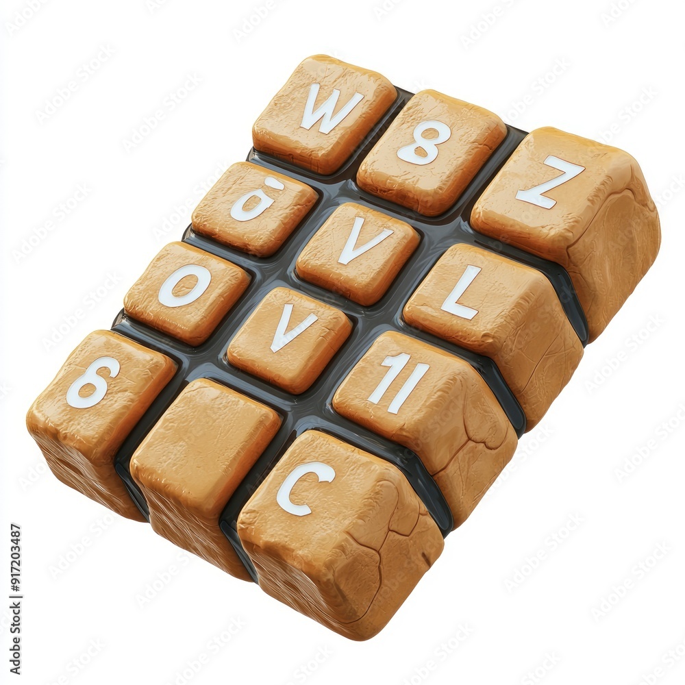 Stone Keyboard with Letters and Numbers Stock Illustration | Adobe Stock