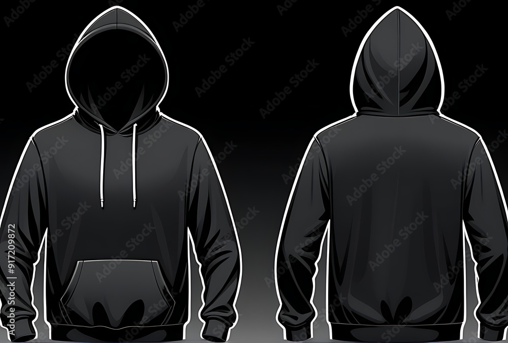blank black hoodie template design shown front back views Stock ...
