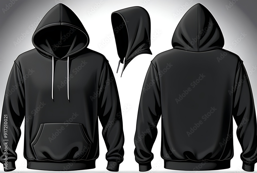 blank black hoodie template design shown front back views Stock Photo ...