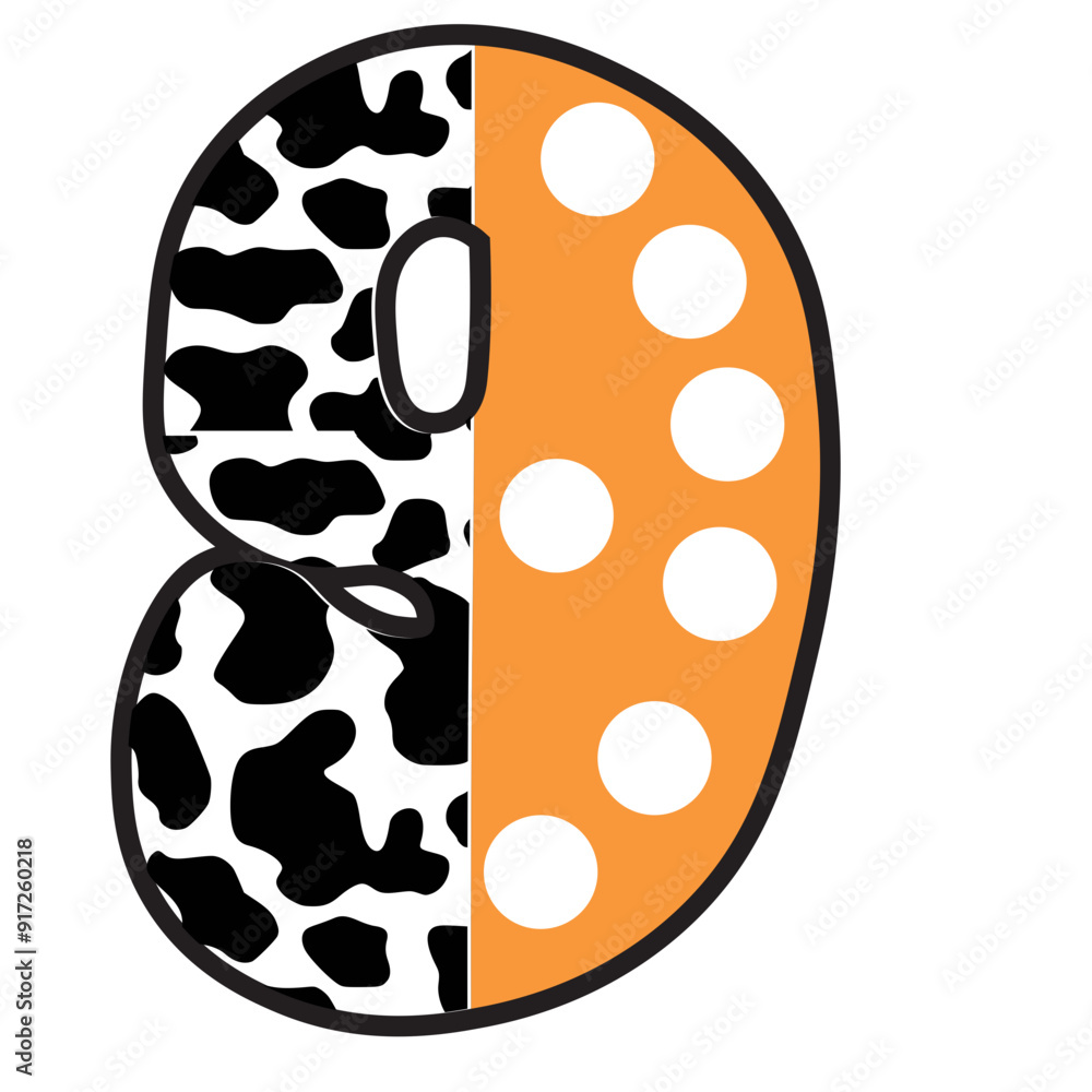 Стоковое векторное изображение «half cow doodle bright polka dot font ...