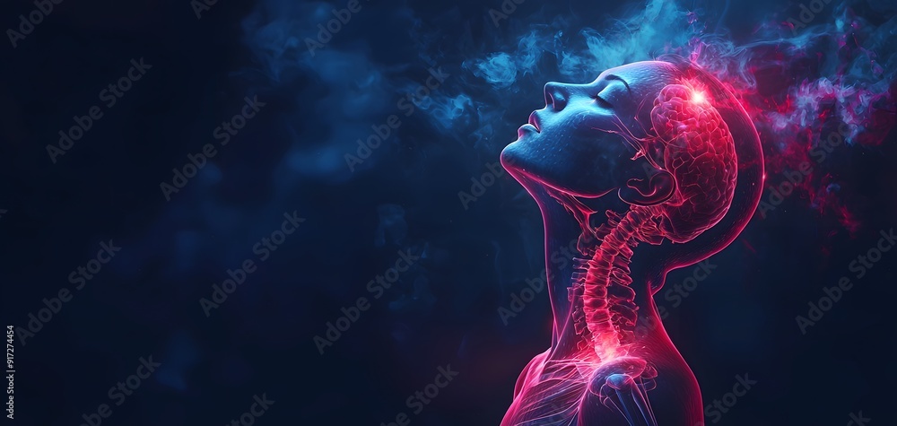 Detailed visualization of sinus pain showing inflamed areas in red ...