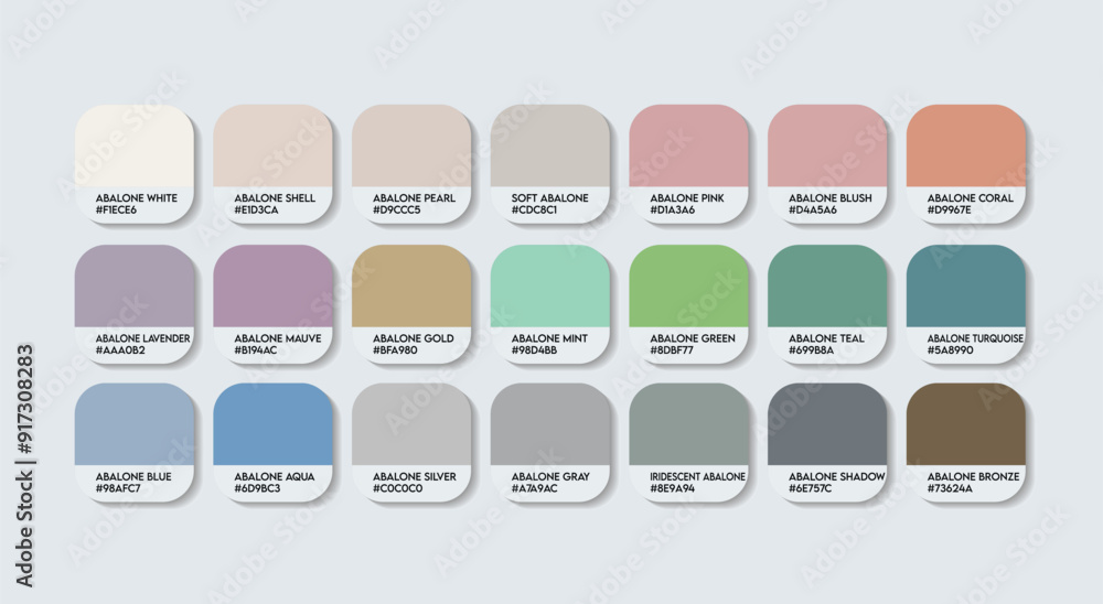 Abalone Color Palette, Abalone Color Guide Palette with Color Names ...