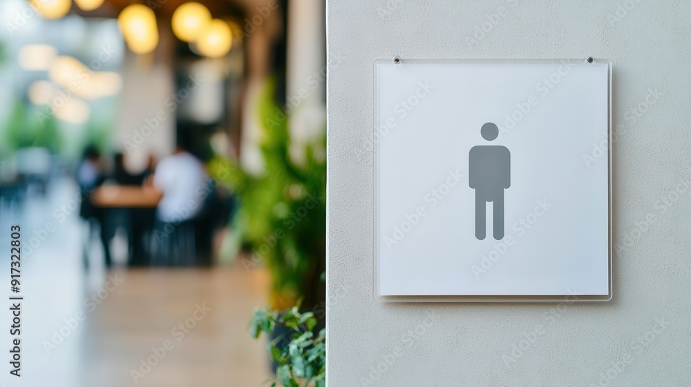 A men's bathroom sign displayed on a wall, indicating restroom ...
