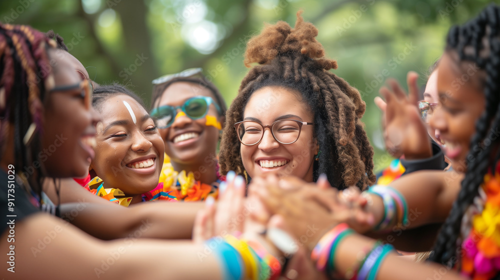 Happy diverse multiethnic students group giving high five together in ...