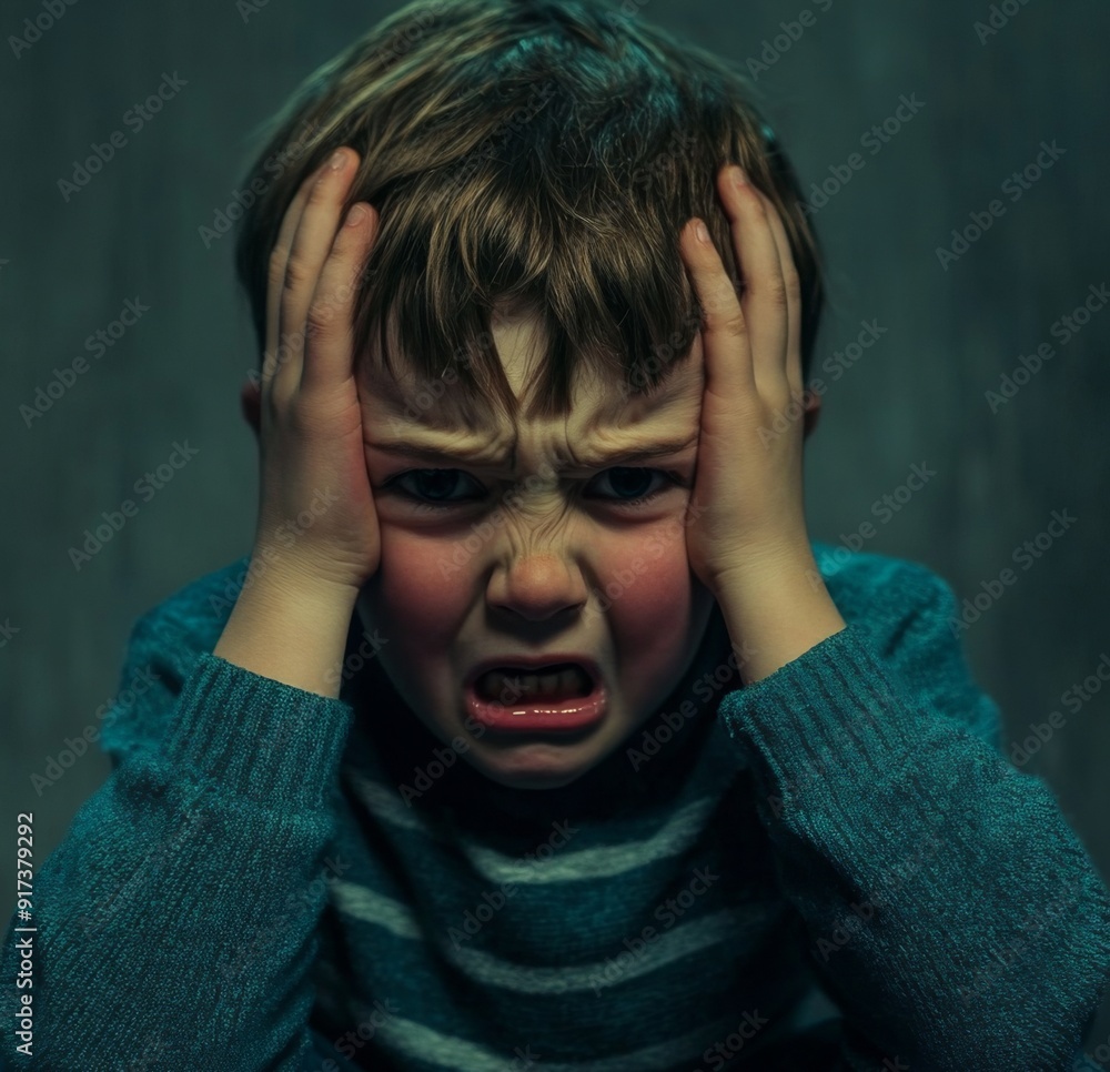 Overwhelmed Child Crying Amidst the Weight of Academic Expectations, a ...