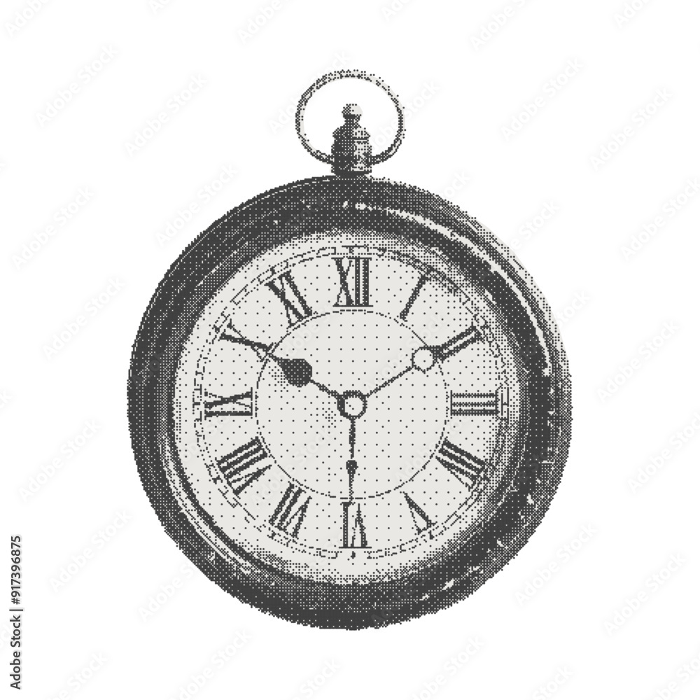 Vintage pocket watch. Collage cutout element for scrapbook, poster, t ...